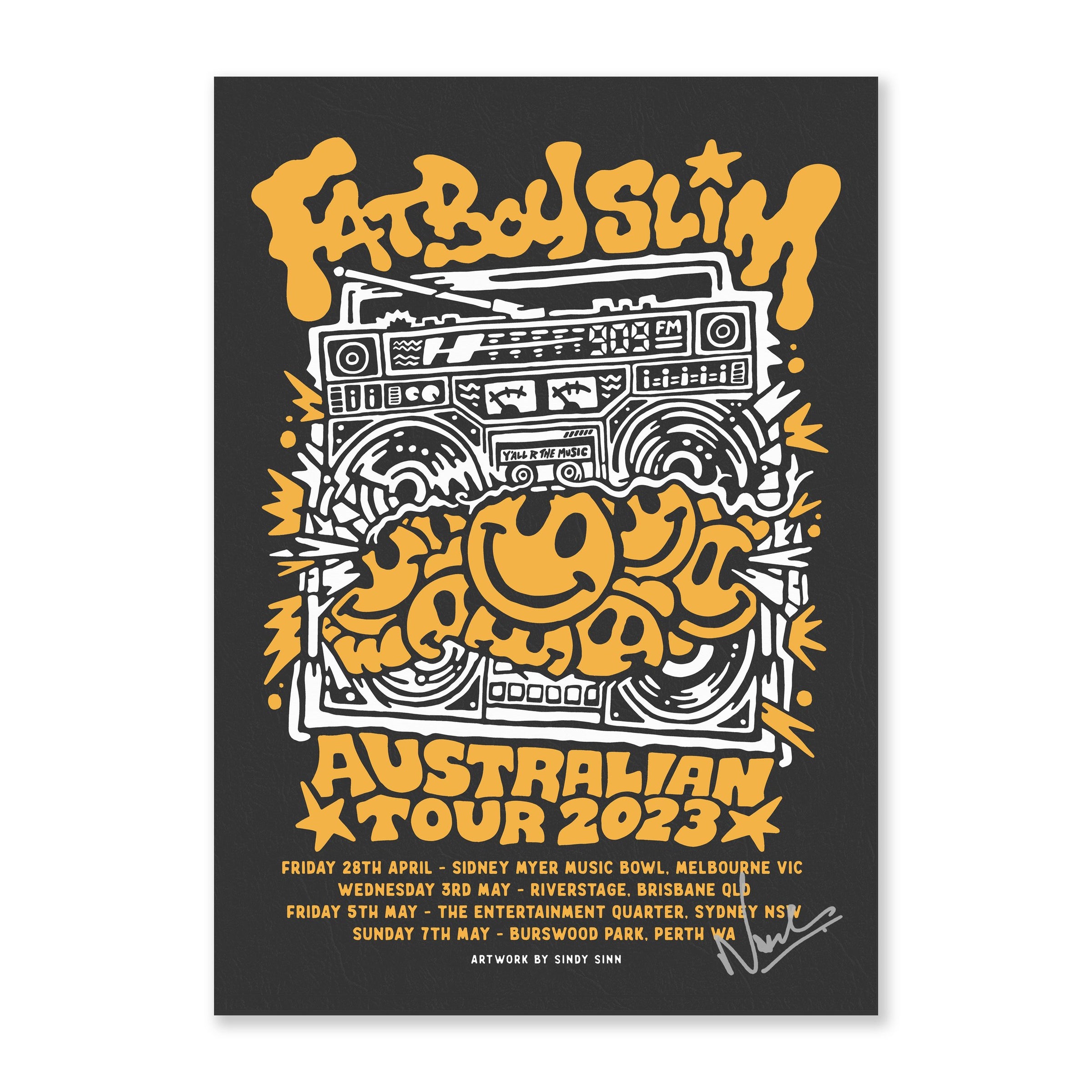 FAT BOY SLIM - 2023 Signed Australian Tour Poster (A2 Screenprinted)
